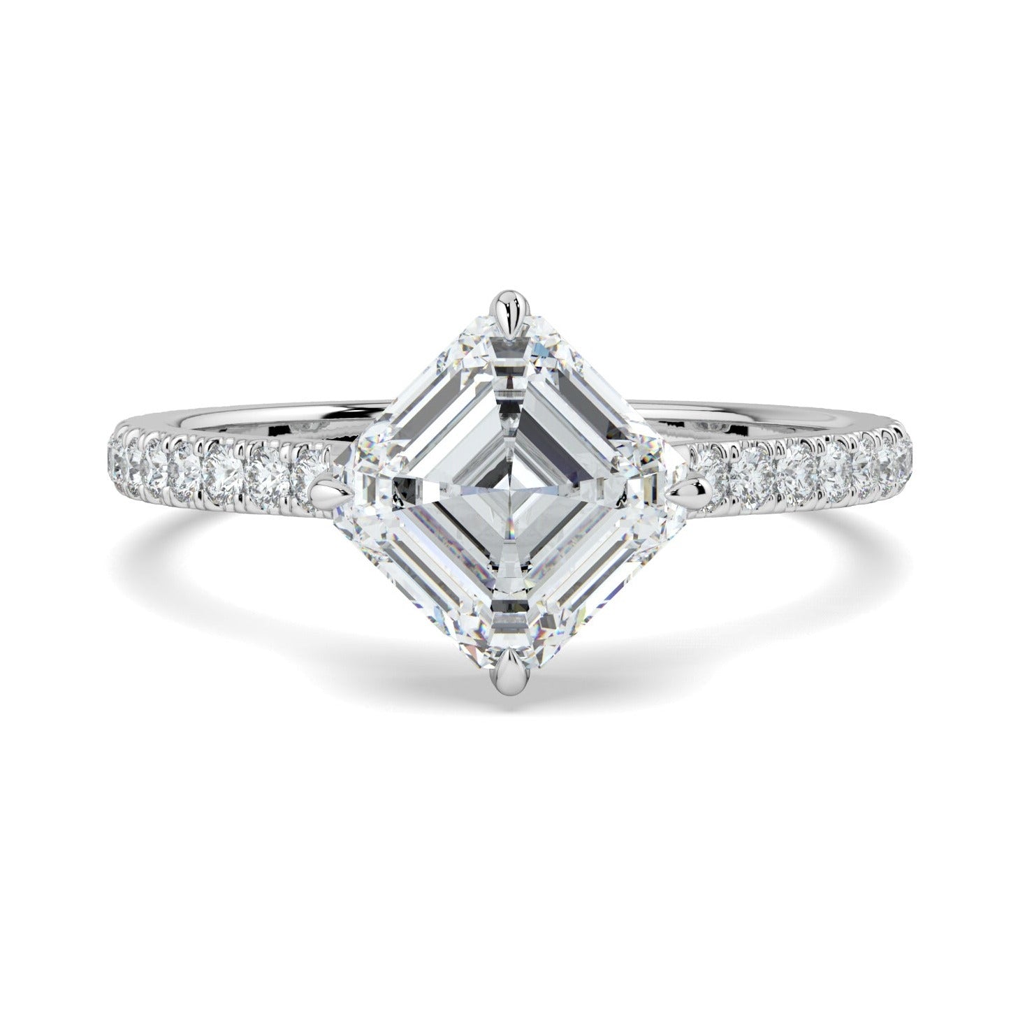 Asscher Diamond Compass Prong Engagement Solitaire Ring – Minifora